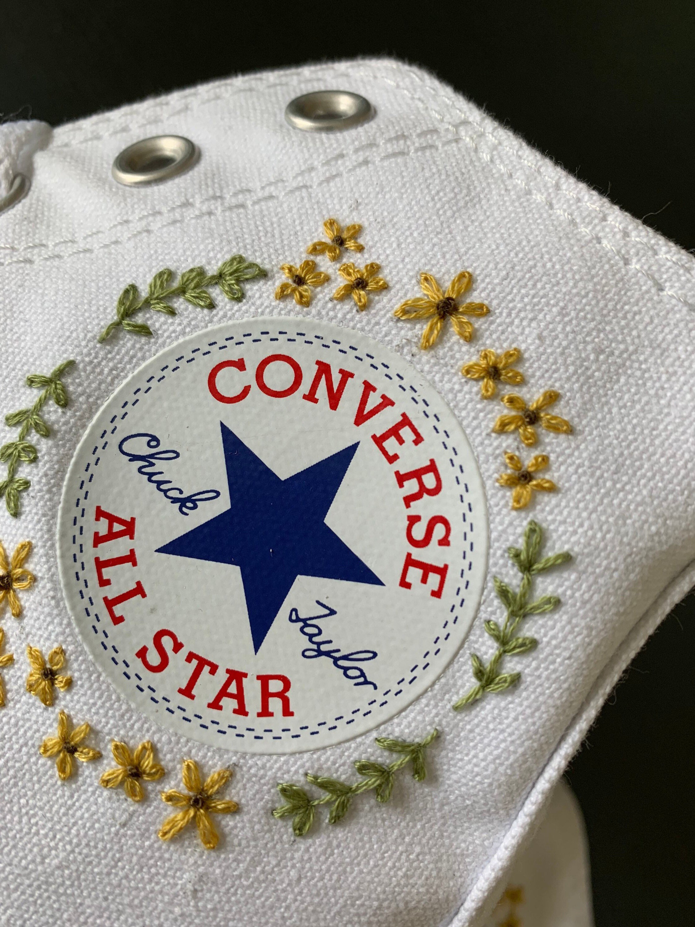 Hand-stitched Flower Converse Custom Shoes Sunflower Shoes | Etsy