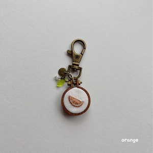 Hand-embroidered Citrus Keychain | Mini Embroidered Keychain ...