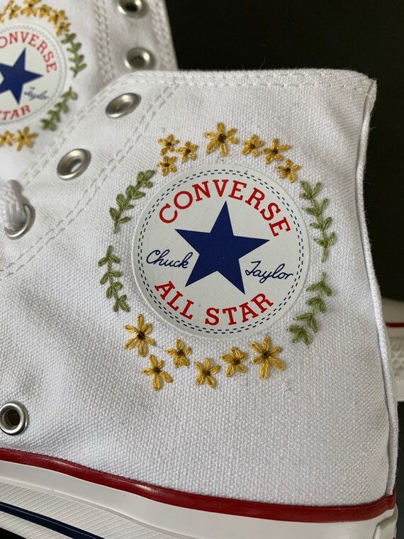 Hand-stitched Flower Converse Custom Shoes Sunflower Shoes | Etsy