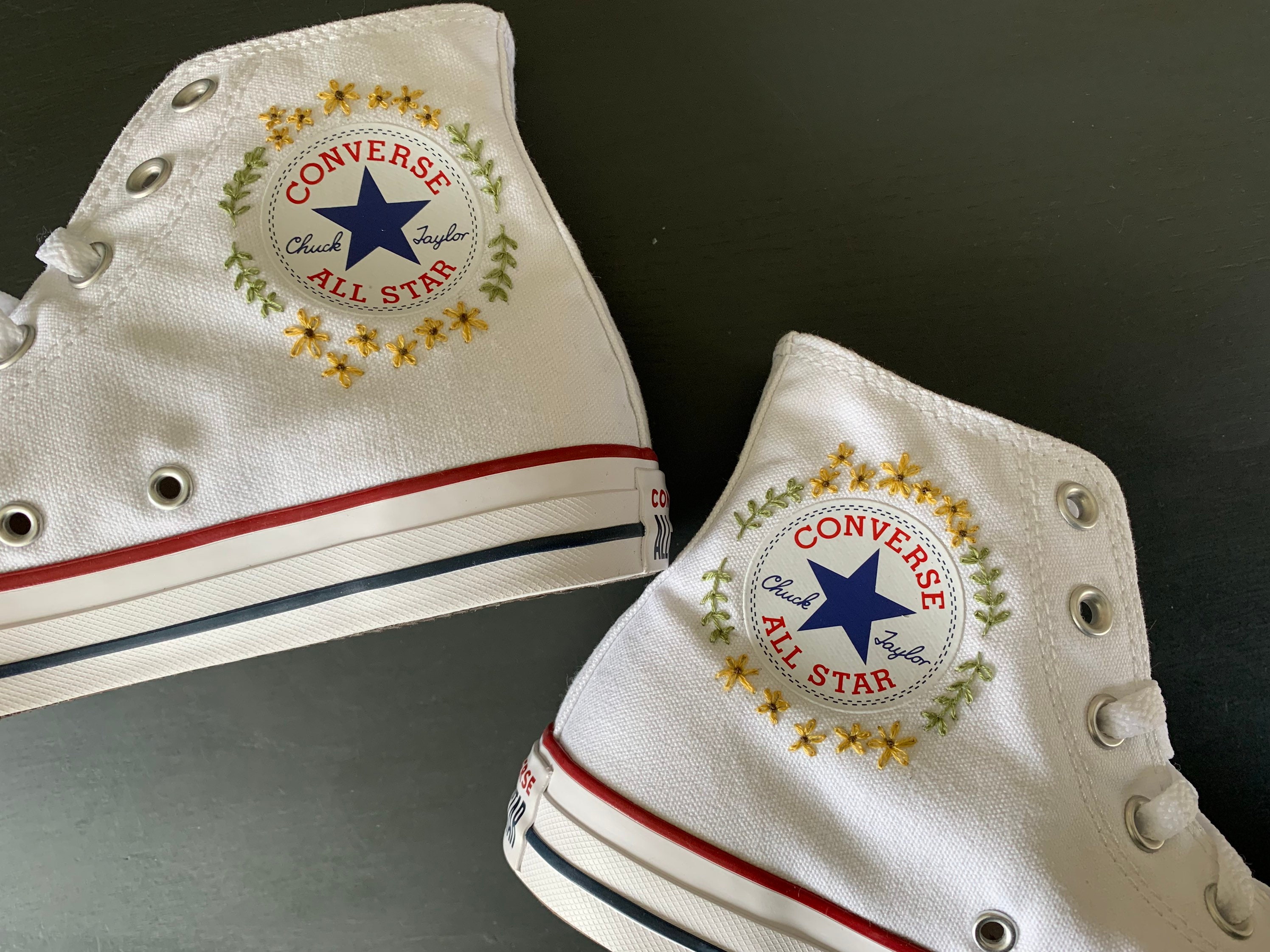 Hand-stitched Flower Converse Custom Shoes Sunflower Shoes | Etsy