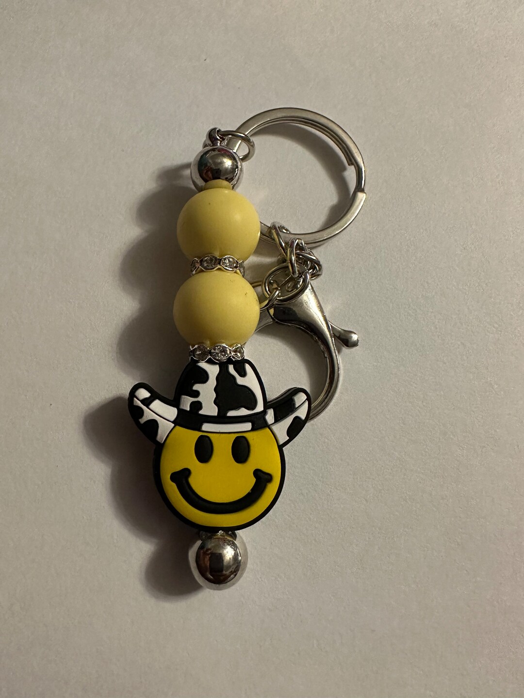 Smiley Face Yellow Keychain - Etsy