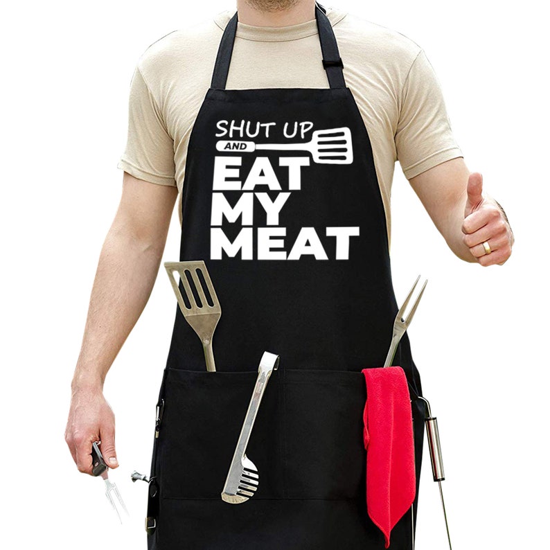 Funny Apron for Men Shut up and Eat My Meat Apron Funny Gift - Etsy