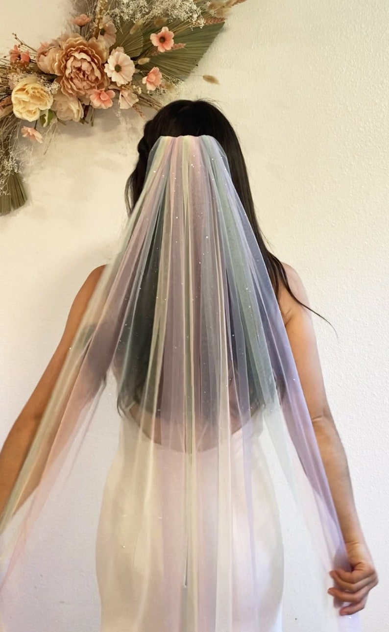 Rainbow Wedding Veil Sparkly Pride Bridal Veil - Etsy