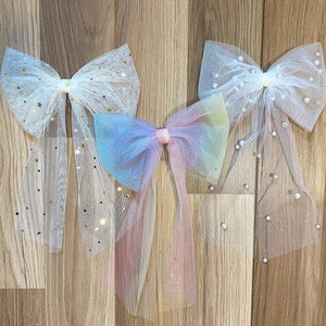 Bridal Tulle Hair Bow: Pearl Wedding Veil Alternative - Etsy