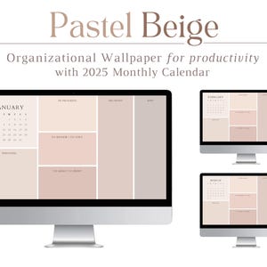 2025 Pastel Beige Desktop Wallpaper, Organizer, Calendar, Computer ...