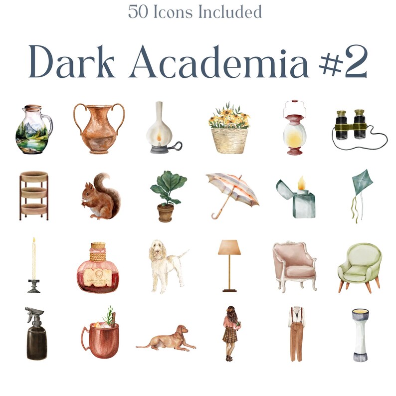 50 Dark Academia Icons 2, Vintage, Mac, Windows, PC, Notion, Folders ...