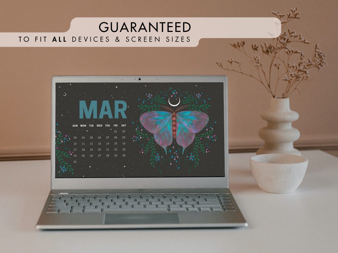Dark Theme Desktop Wallpaper, Calendar Wallpaper, Modern, Moth ...