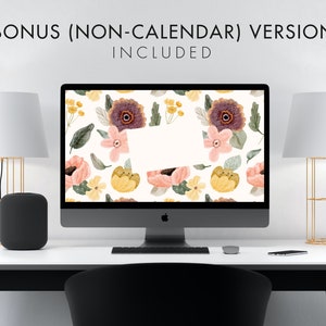 Floral Desktop Wallpaper + 2024 Calendar, Computer Background, PC, Mac ...