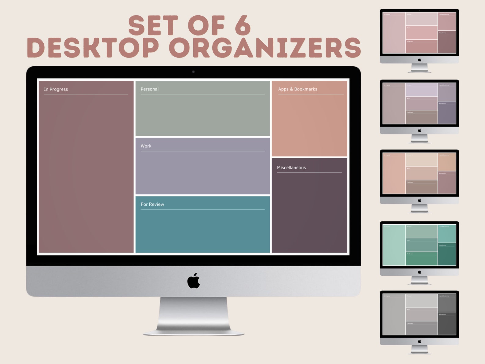 Set of 6 Organizational Desktop Wallpapers Productivity - Etsy