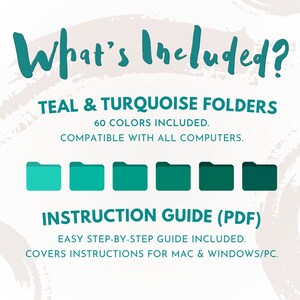 60 Teal Folder Icons for Mac & PC, Turquoise, File Icons, Organization ...