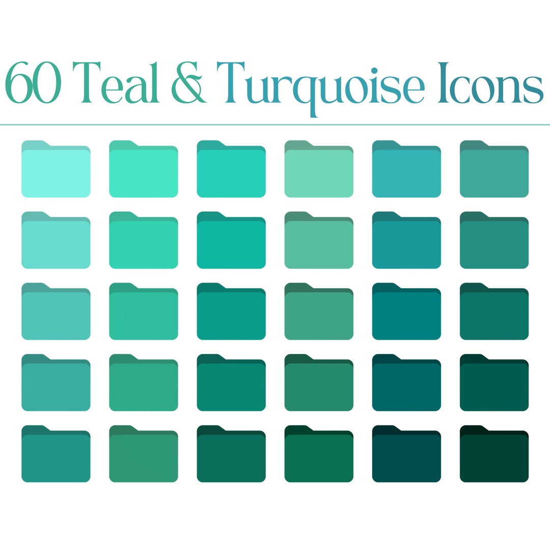 60 Teal Folder Icons for Mac & PC, Turquoise, File Icons, Organization ...