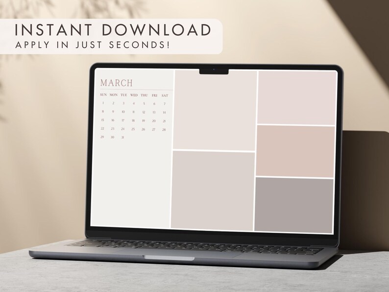 2026 Elegant Neutrals Desktop Wallpaper Organizer, Desktop Calendar ...