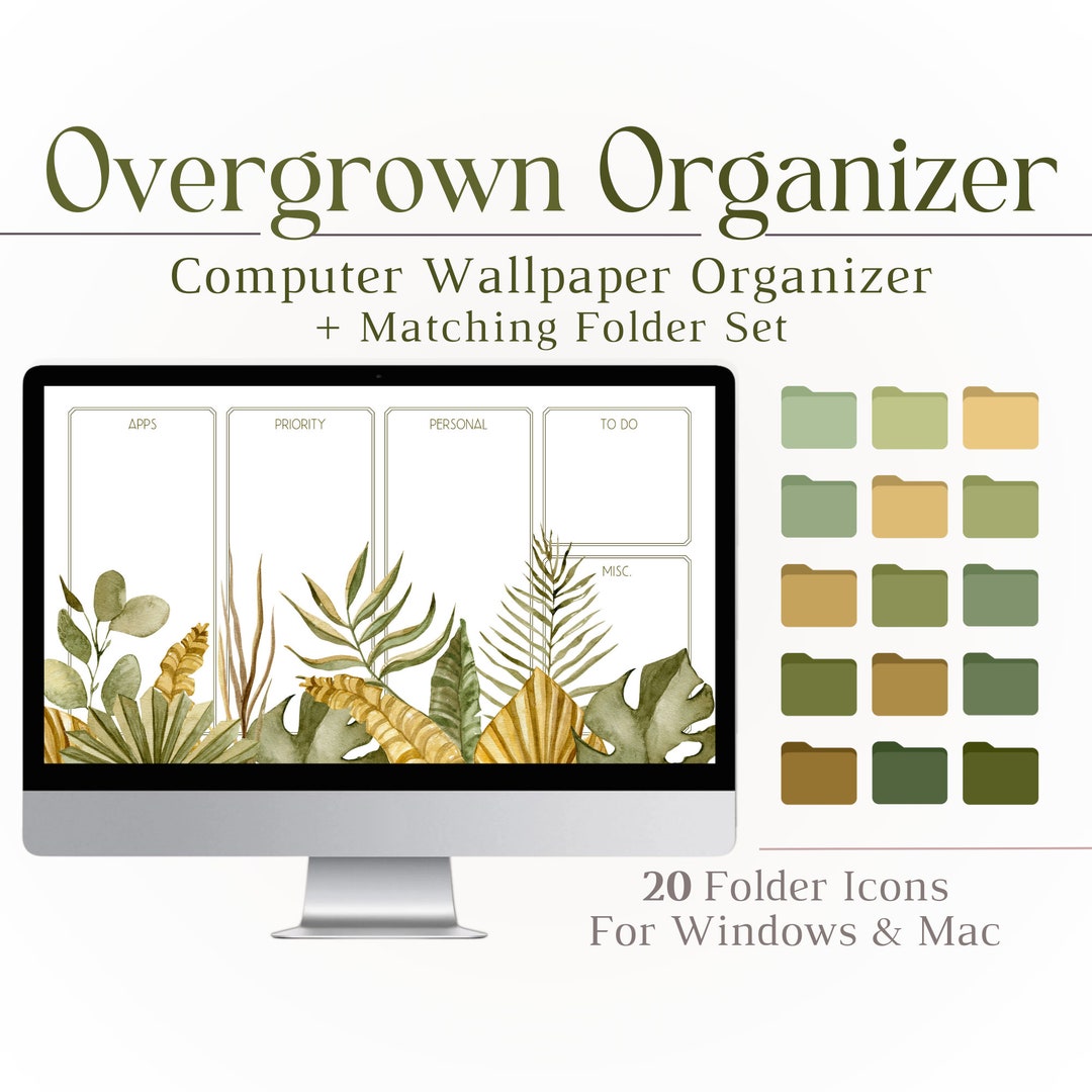 Overgrown Wallpaper Organizer + Folder Icons, Desktop Wallpaper, Laptop ...