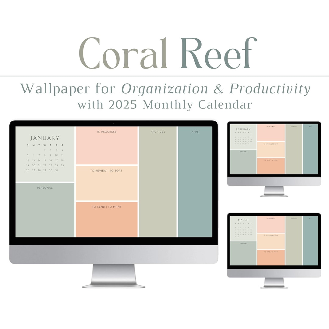 2025 Coral Reef Desktop Wallpaper Organizer, Calendar, Organizational ...