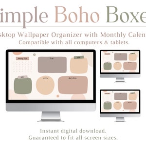Boho Boxes, Desktop Wallpaper Organizer, Computer Background, 2024 ...
