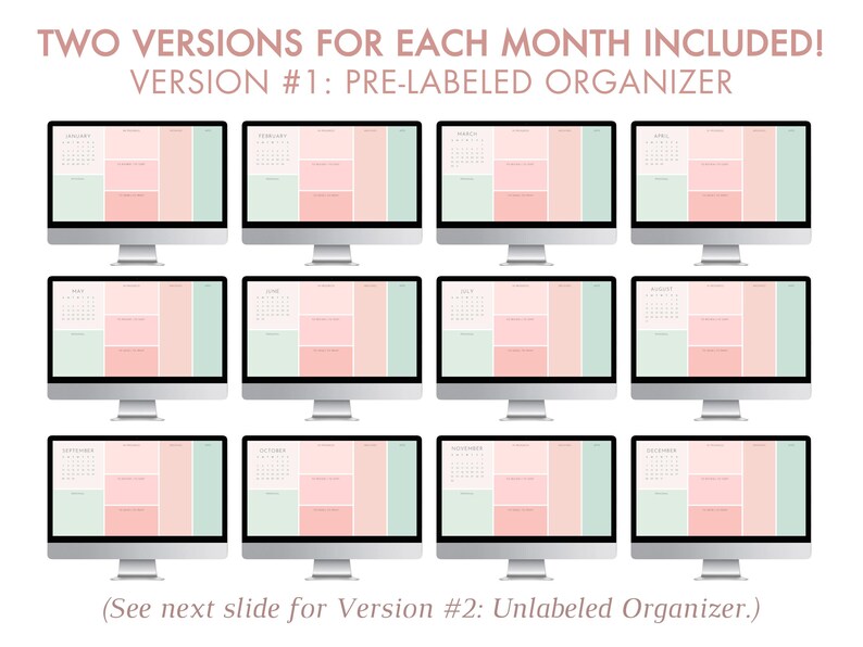 2025 Mint & Berry Wallpaper, Computer Organizer, Calendar, Laptop ...