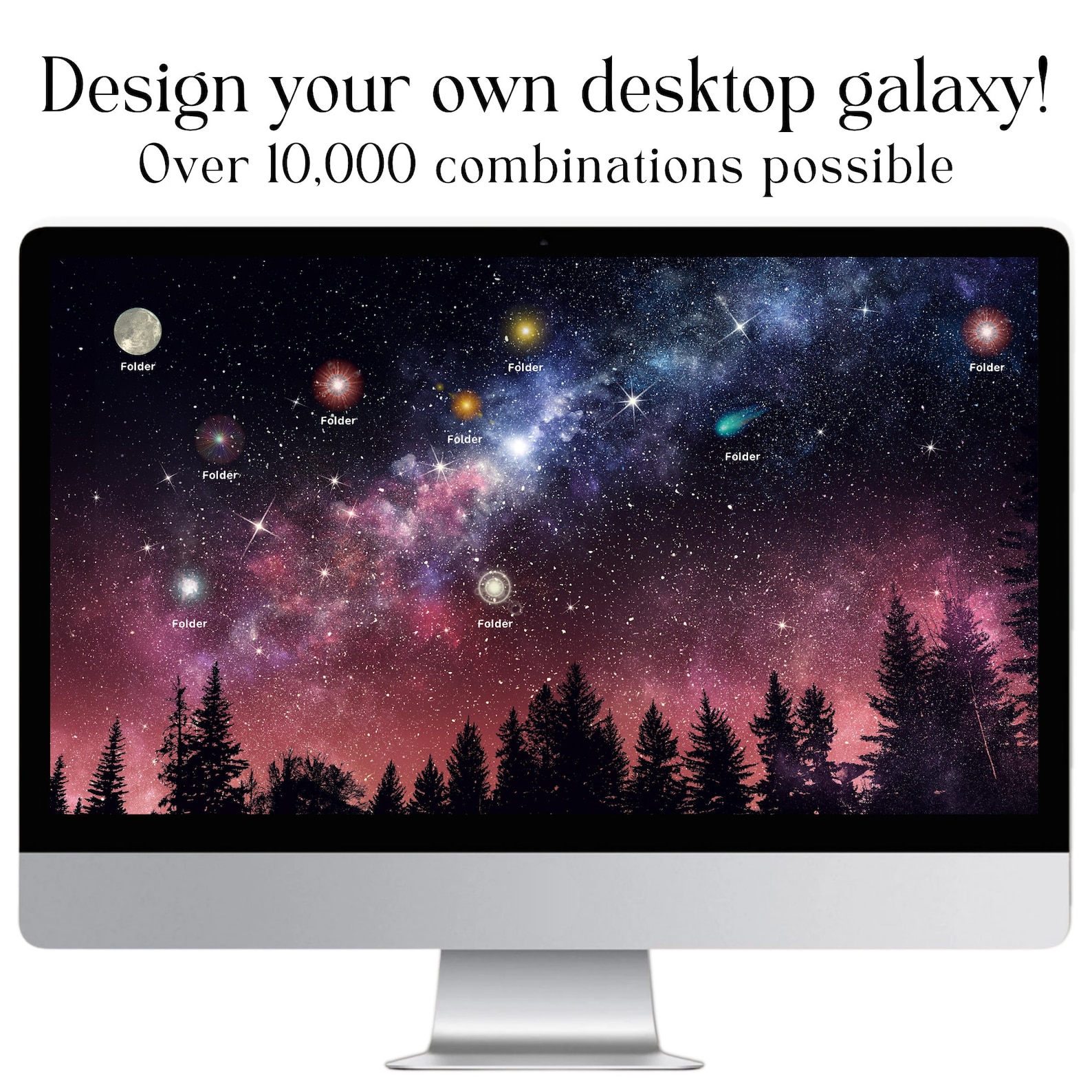 Space Wallpaper + Folder Icon Set, Bundle Pack, Desktop Wallpaper ...