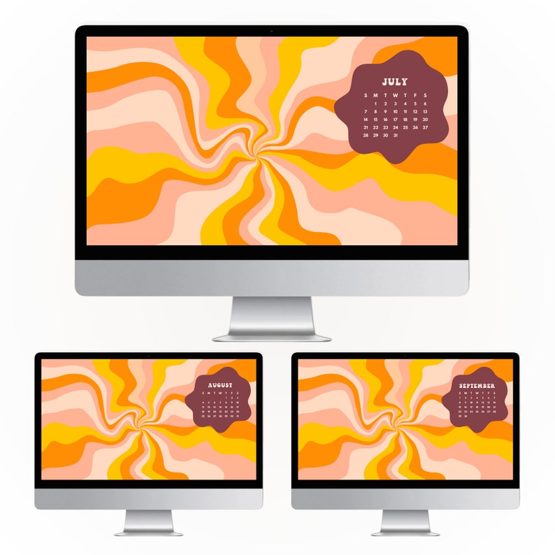 2024 Retro Peach Wallpaper + Monthly Calendar, Desktop Wallpaper ...