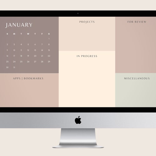 Desktop Wallpaper Organizer With 2022 Calendar Neutral Tones | Etsy