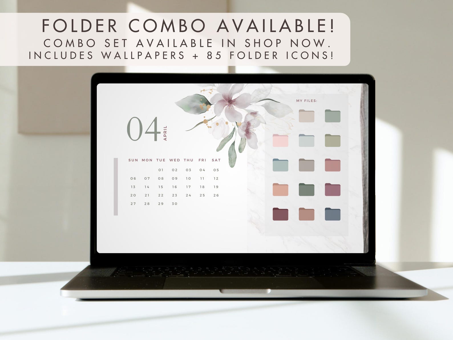 2025 Minimalist Florals Desktop Wallpaper Organizer, Calendar ...