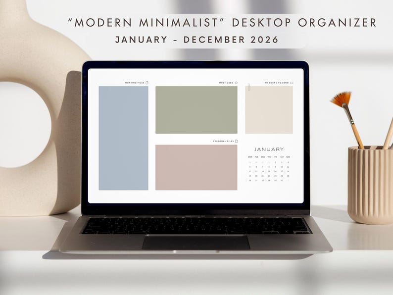 2026 Modern Minimalist Desktop Wallpaper, Organizer, Calendar ...