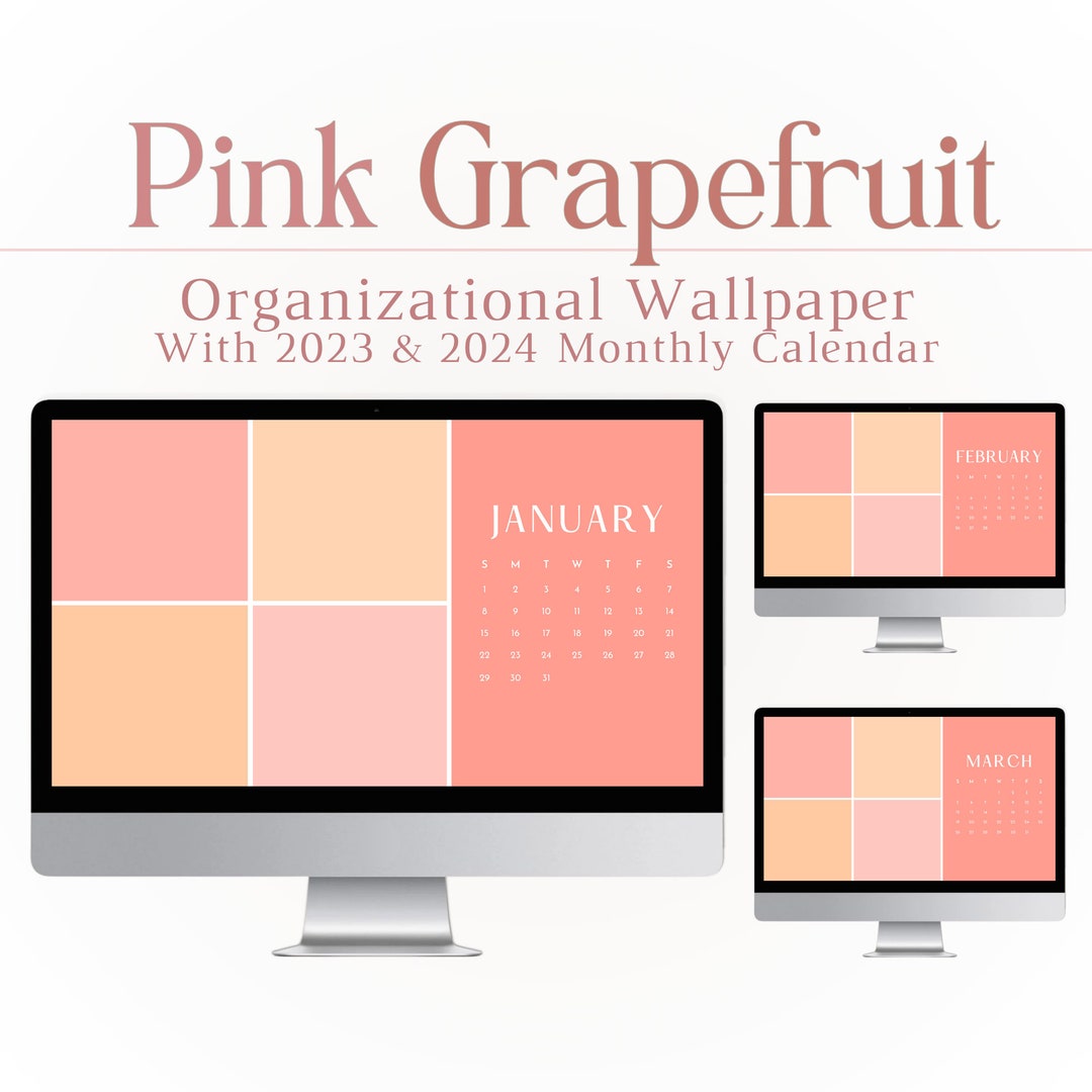 2023-2024 Wallpaper Organizer, Calendar, Pink, Pinks, Yellow, Mac, PC ...