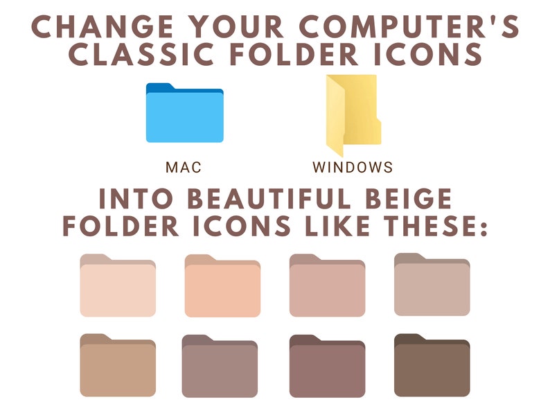150 Folder Icons for Mac & PC, Computer Desktop Icons, Bundle Pack ...