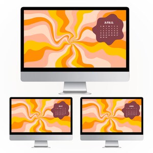2024 Retro Peach Wallpaper + Monthly Calendar, Desktop Wallpaper ...