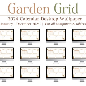 2024 Garden Grid Calendar Wallpaper, Computer Background, Organizer ...