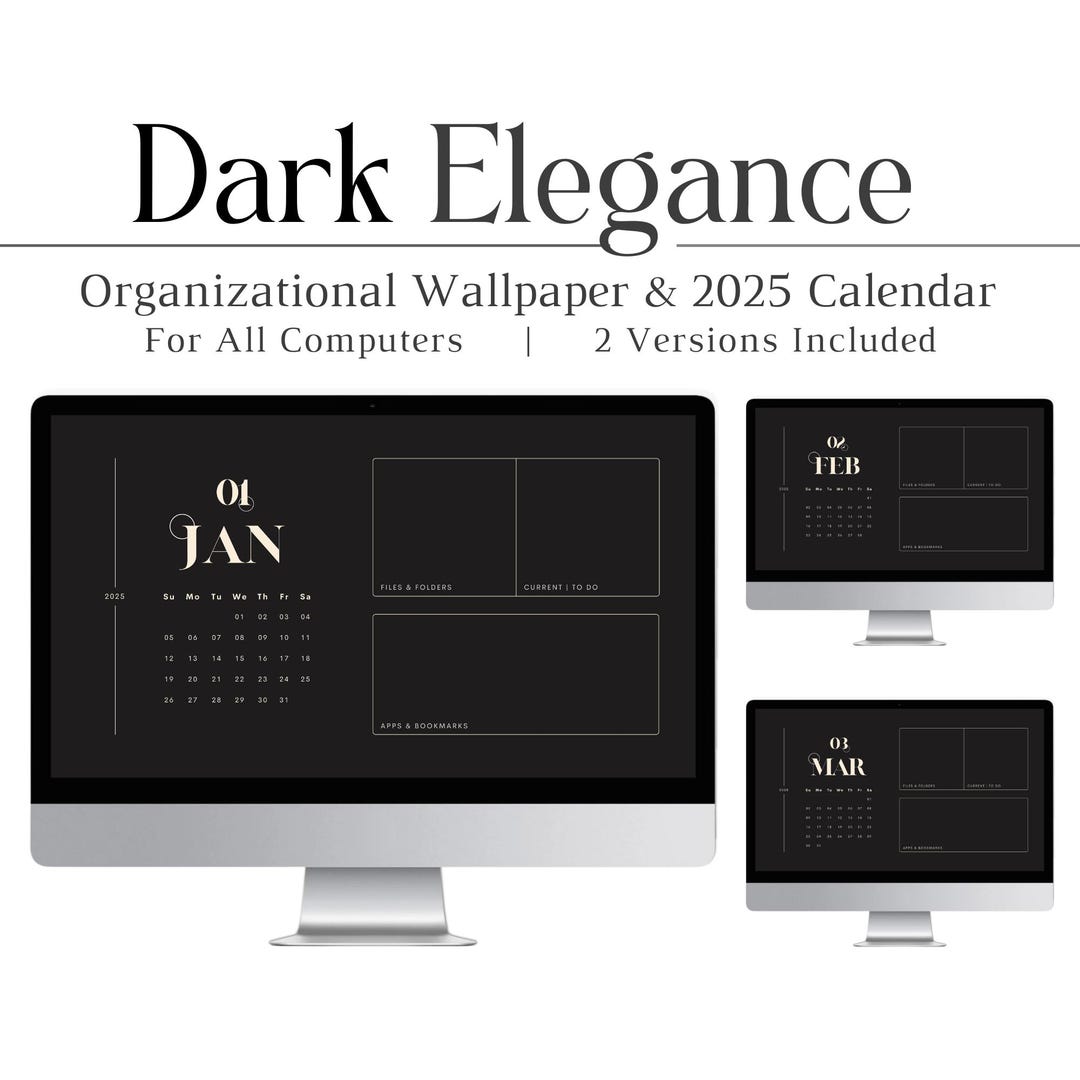 2025 Dark Elegance Desktop Wallpaper, Calendar Background, Minimalist ...