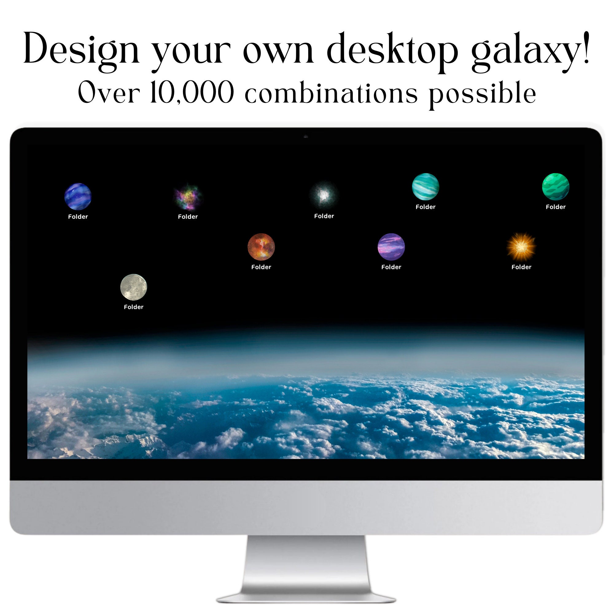 Space Wallpaper + Folder Icon Set, Bundle Pack, Desktop Wallpaper ...