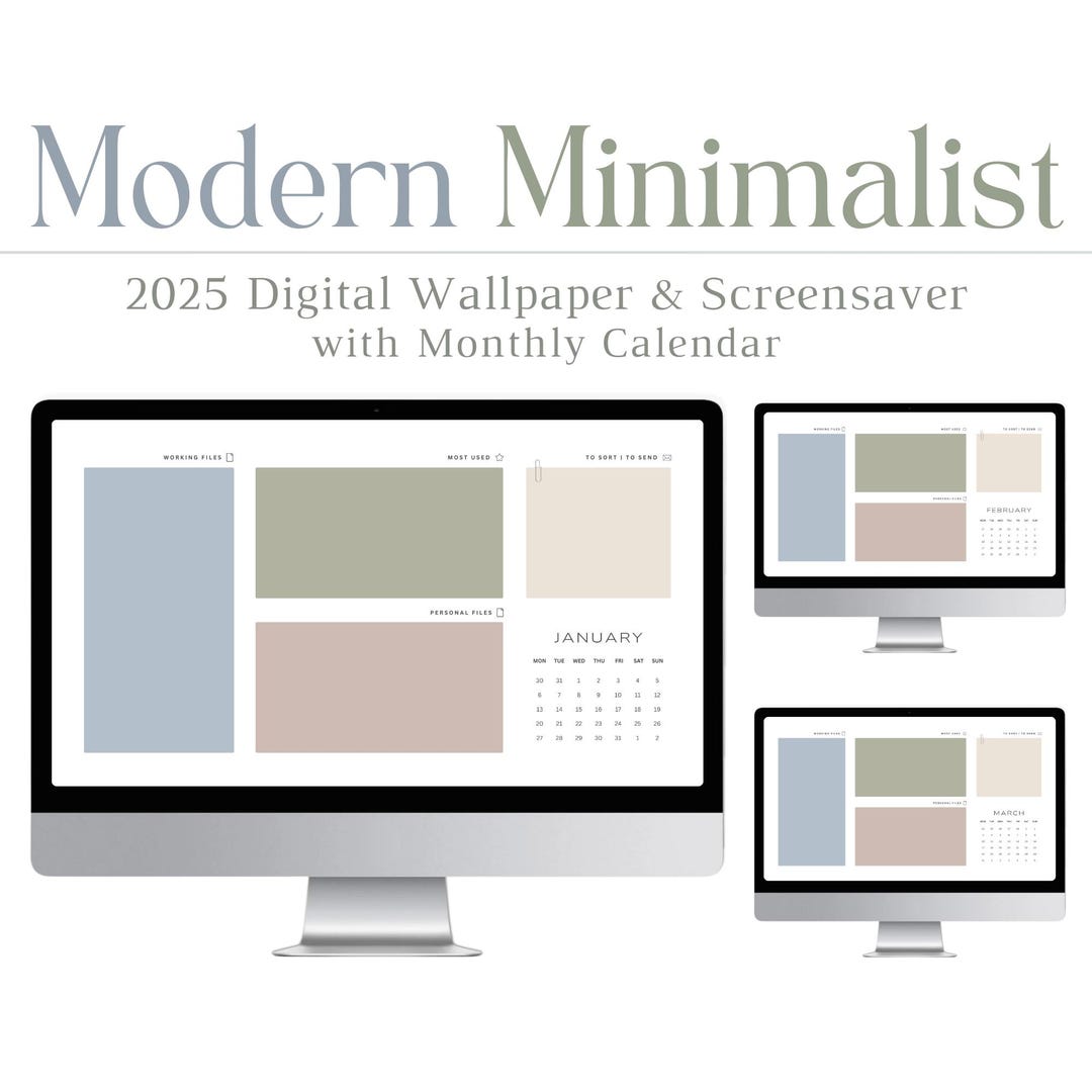 2025 Modern Minimalist Desktop Wallpaper, Organizer, Calendar ...
