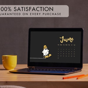 Cute Ghouls Desktop Wallpaper, Calendar Wallpaper, Dark, Minimalist ...