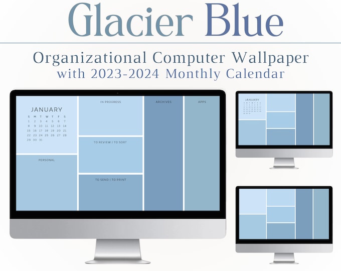 Aesthetic Blue Desktop Wallpaper Organizer + Laptop Plan for College ...