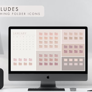 2025 Desktop Wallpaper Organizer Set With 25+ Folders, Elegant Neutrals ...