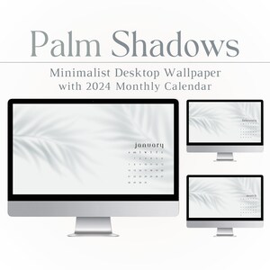 Palm Shadows Desktop Wallpaper With 2024 Calendar, Minimalist ...