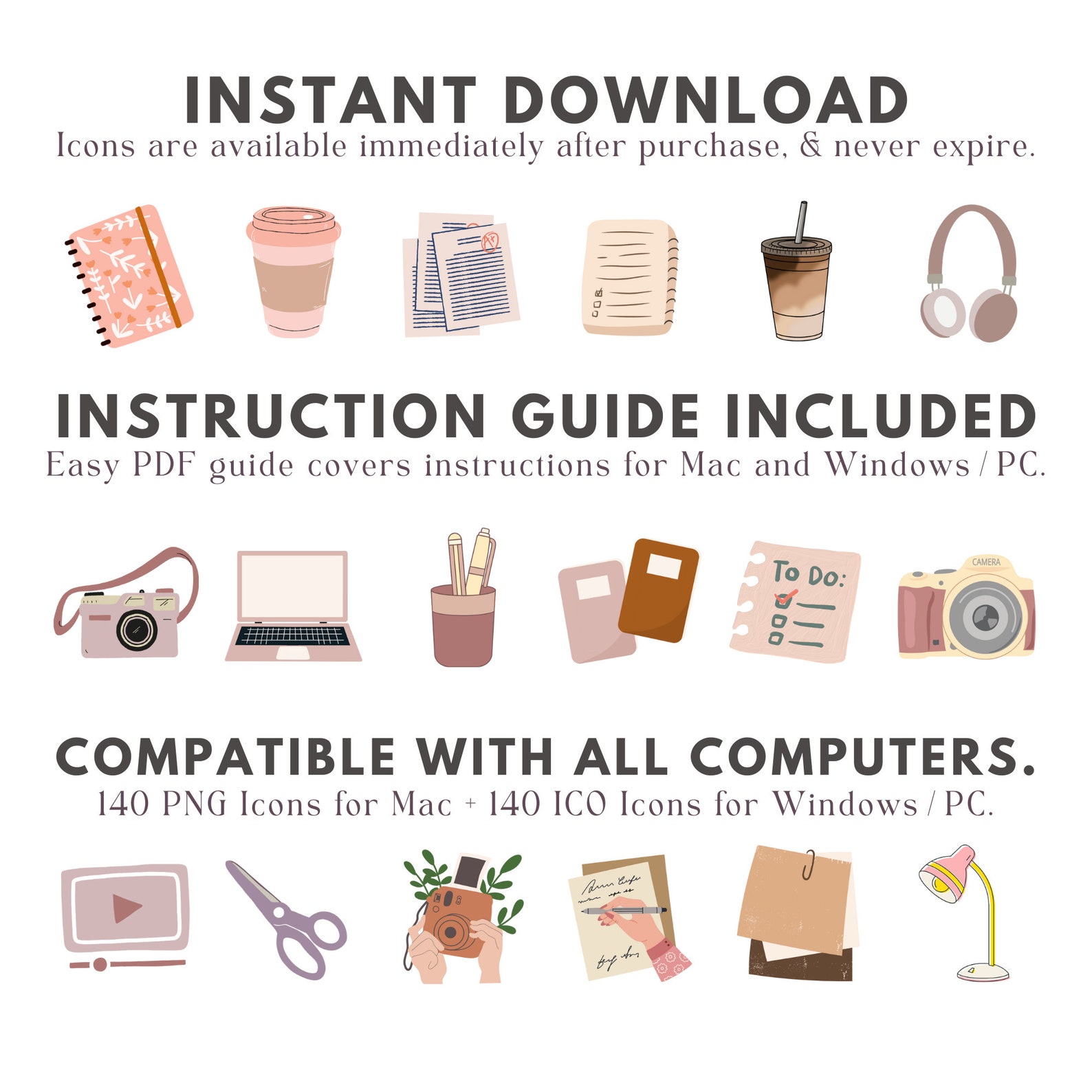 140 Work Office Icons, Productivity Icons, Mac, Windows, PC, Notion ...