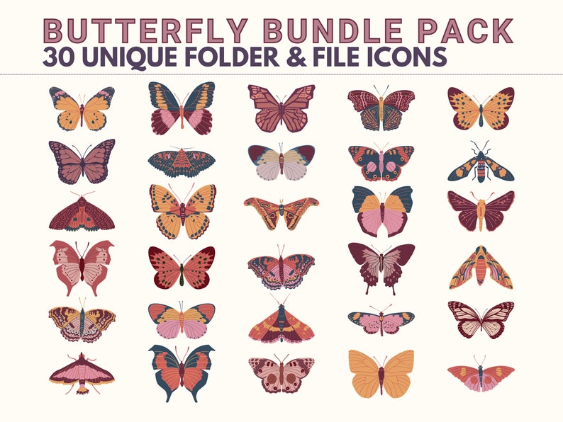 30 Icons for Mac & PC Butterfly Icons Desktop Folder Icons - Etsy