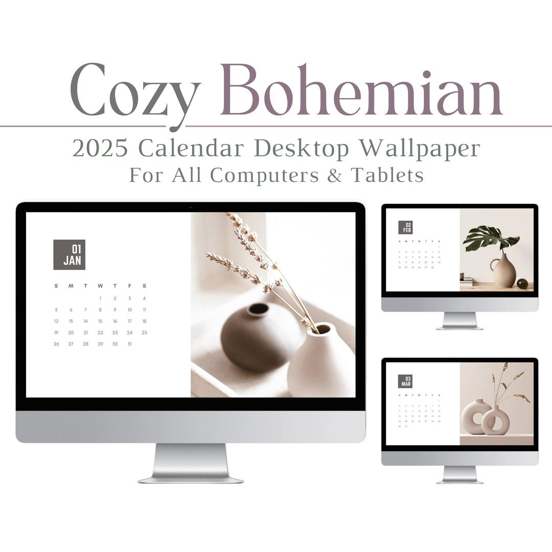 2025 Cozy Bohemian Calendar Wallpaper, Aesthetic, Minimalist, Mac, PC ...