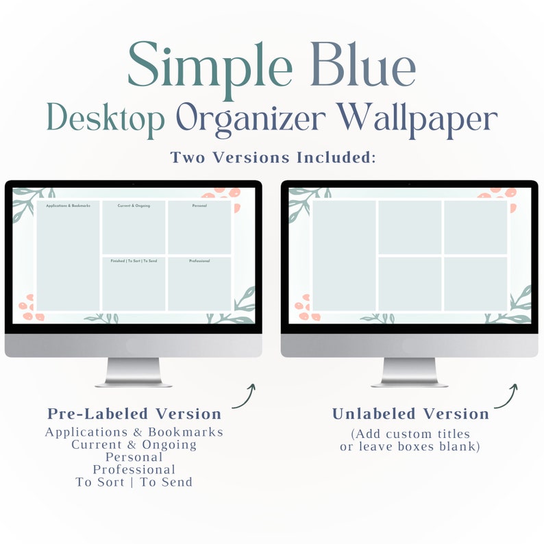 Simple Blue Desktop Organizer, Desktop Folders, Organizational Computer ...