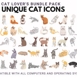 50 Cat Icons for Mac & PC, Folder Icons, File Icons, Mac, PC, Instant ...