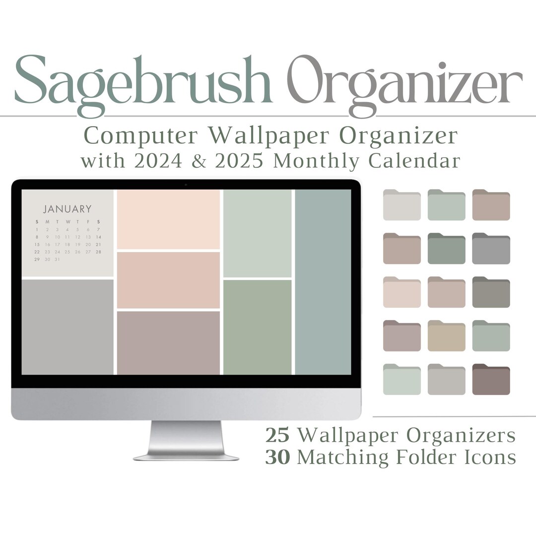 2025 Sagebrush Organizational Desktop Wallpaper, Minimalist, Organizer ...