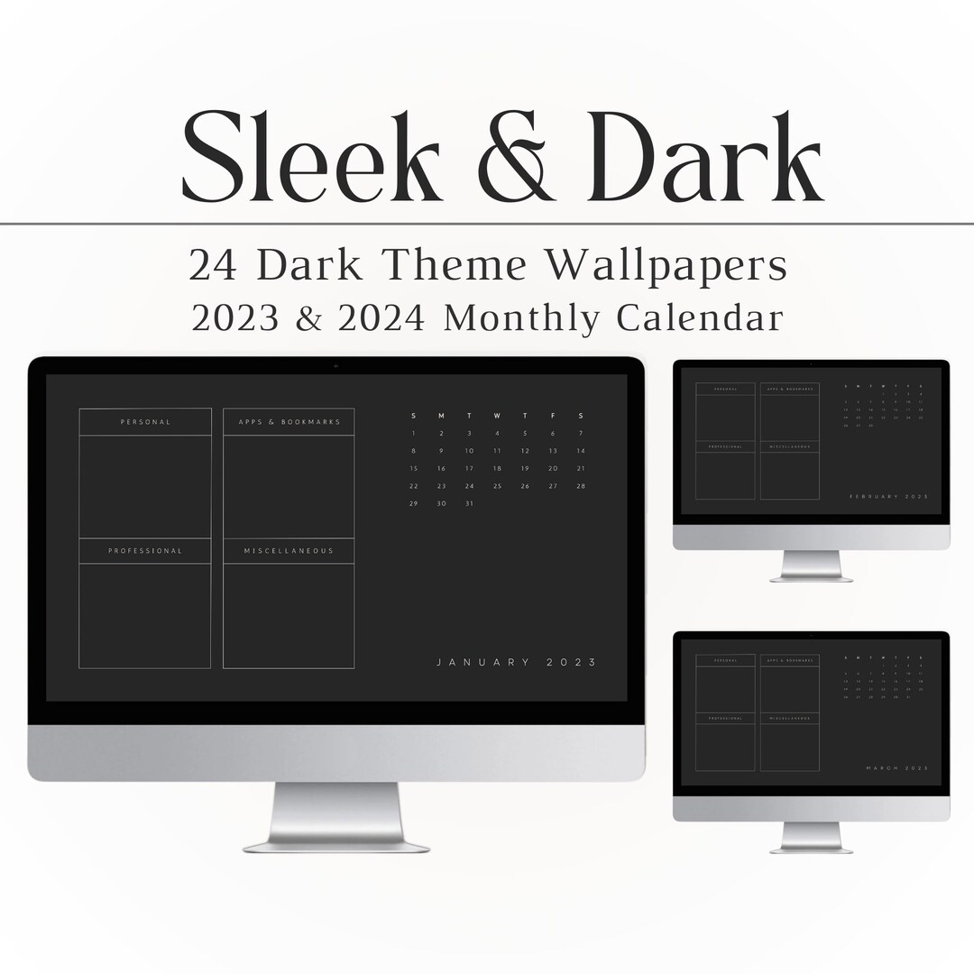 2023-2024 Dark Theme Desktop Wallpaper, Calendar Wallpaper, Sleek, Dark ...