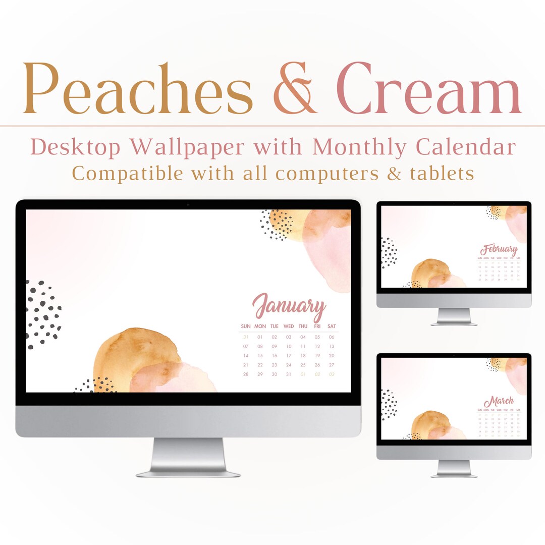 Peaches N' Cream Wallpaper With 2024 Monthly Calendar, Desktop ...