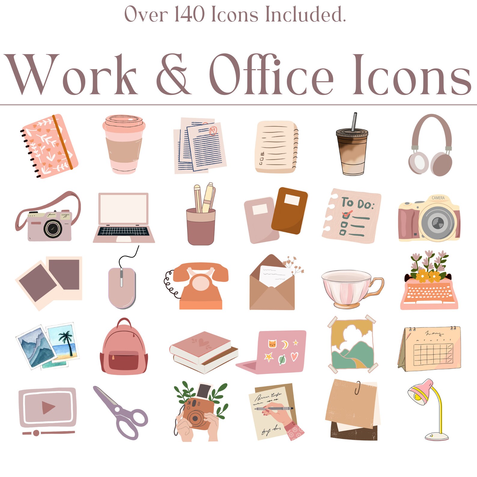 140 Work Office Icons, Productivity Icons, Mac, Windows, PC, Notion ...