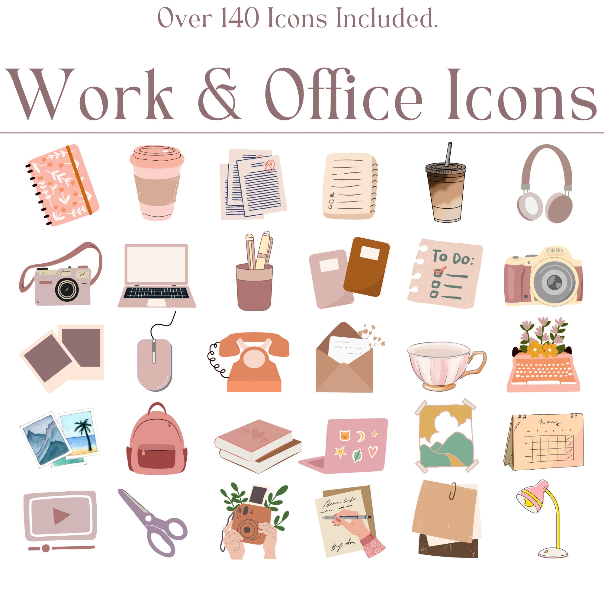 140 Work Office Icons, Productivity Icons, Mac, Windows, PC, Notion ...