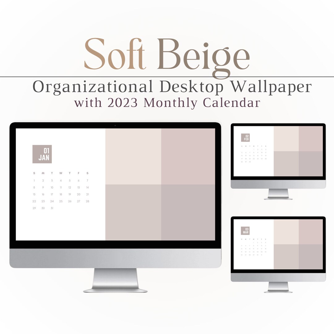 2023 Organizational Desktop Wallpaper Calendar, Set of 2, Minimalist ...