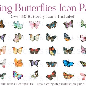 50 Butterfly Icons, File Icons, Folder Icons, Mac, PC, Windows, Notion ...