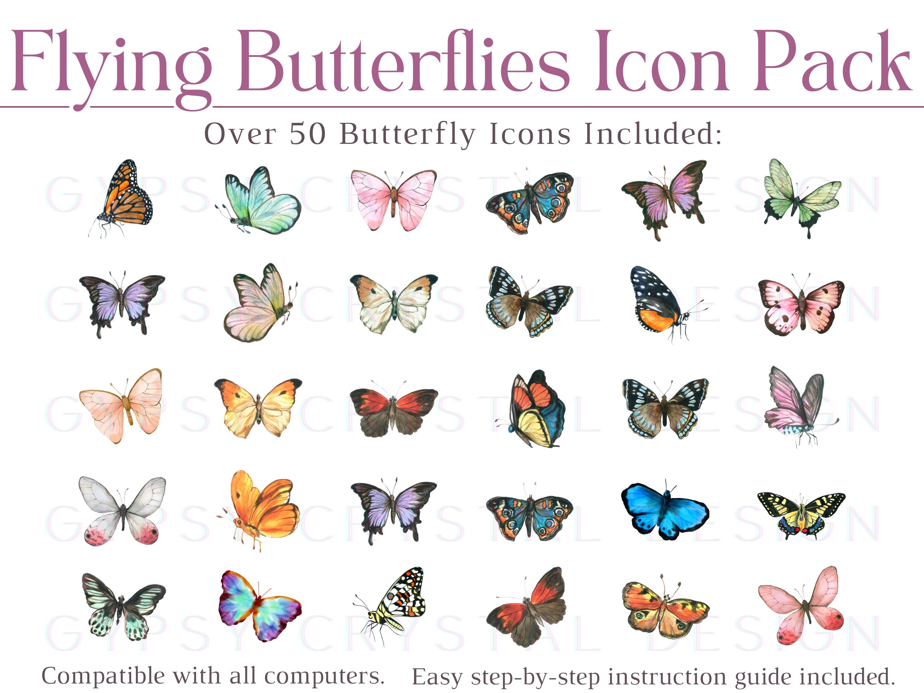 50 Butterfly Icons, File Icons, Folder Icons, Mac, PC, Windows, Notion ...