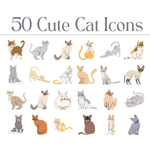 50 Cat Icons for Mac & PC, Folder Icons, File Icons, Mac, PC, Instant ...